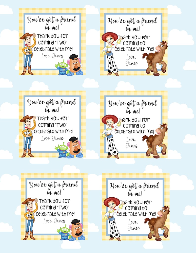 You've Got a Friend in Me! - Toy Story - Party Favor/goody Tags! - Etsy