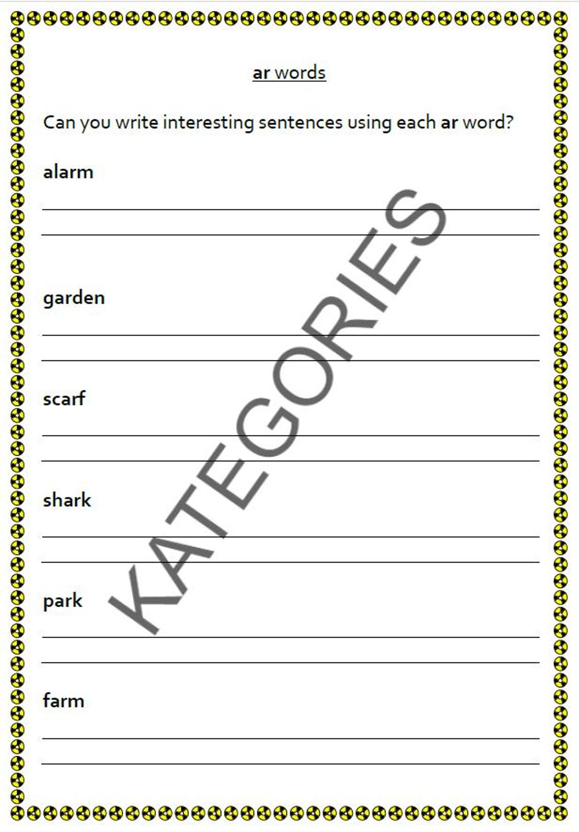 Phonics Worksheet - Sound AR - Etsy