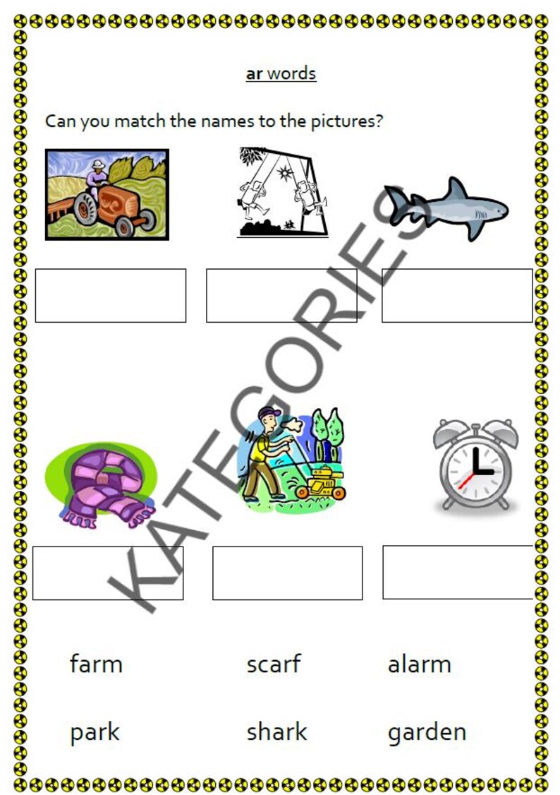 Phonics Worksheet - Sound AR - Etsy