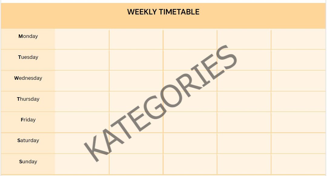 Weekly Timetable With Activity Cards - Customizable - Etsy