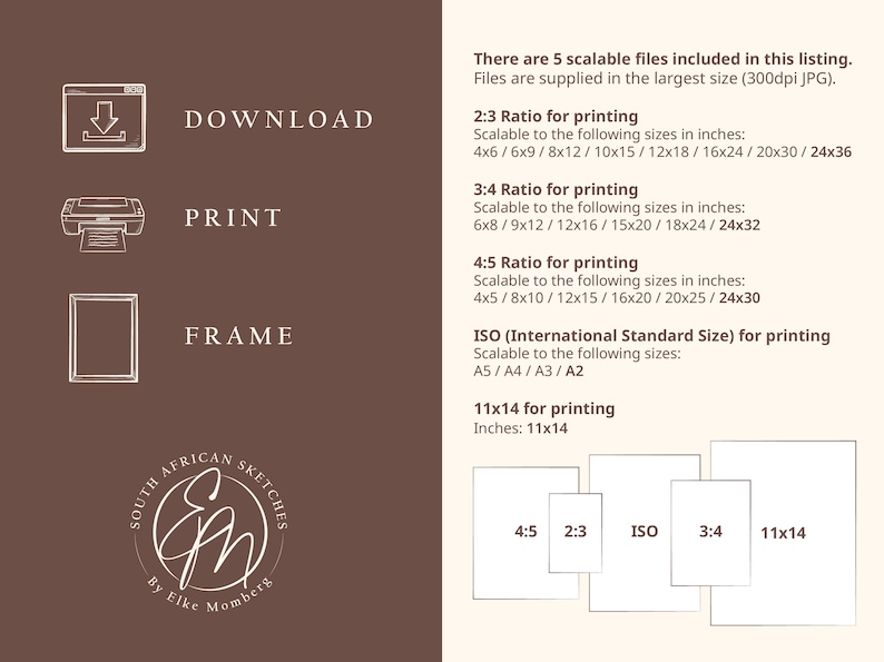 Umbrella Thorn Tree Branch Botanical Wall Art, Vintage Style Digital ...