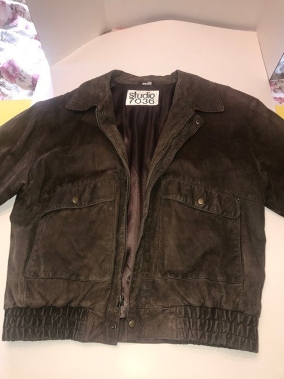 Studio Men's Designer leather jacket (L) Brown Suede … - Gem