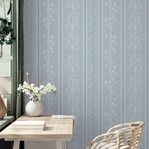 Vintage Floral Dollhouse Wallpaper: Baby Blue French Regency Peel and ...