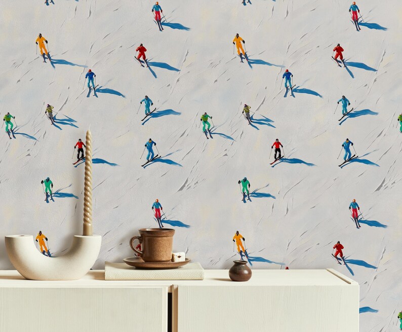 Playful Skiing Wallpaper - Winter Sports Theme With Vibrant Skiers on ...