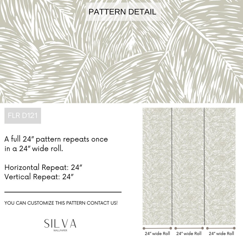 Modern Leaf Wallpaper - Abstract Botanical Peel and Stick Wall Mural ...