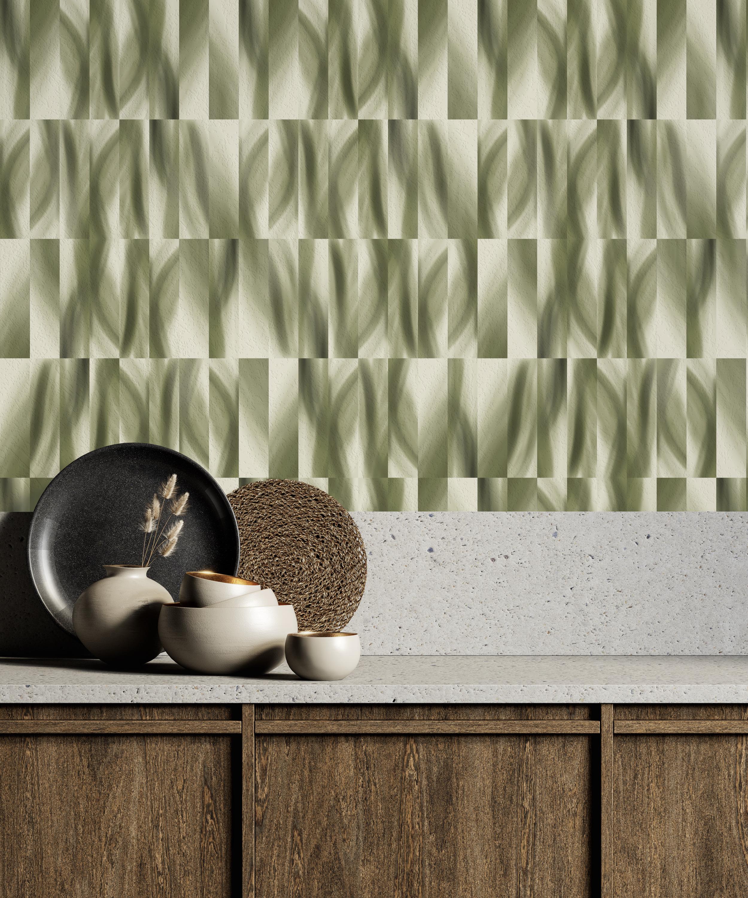 Sage Green Geometric Lines Wallpaper, Peel and Stick Abstract Tile ...