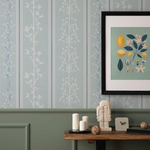 Vintage Floral Dollhouse Wallpaper: Baby Blue French Regency Peel and ...
