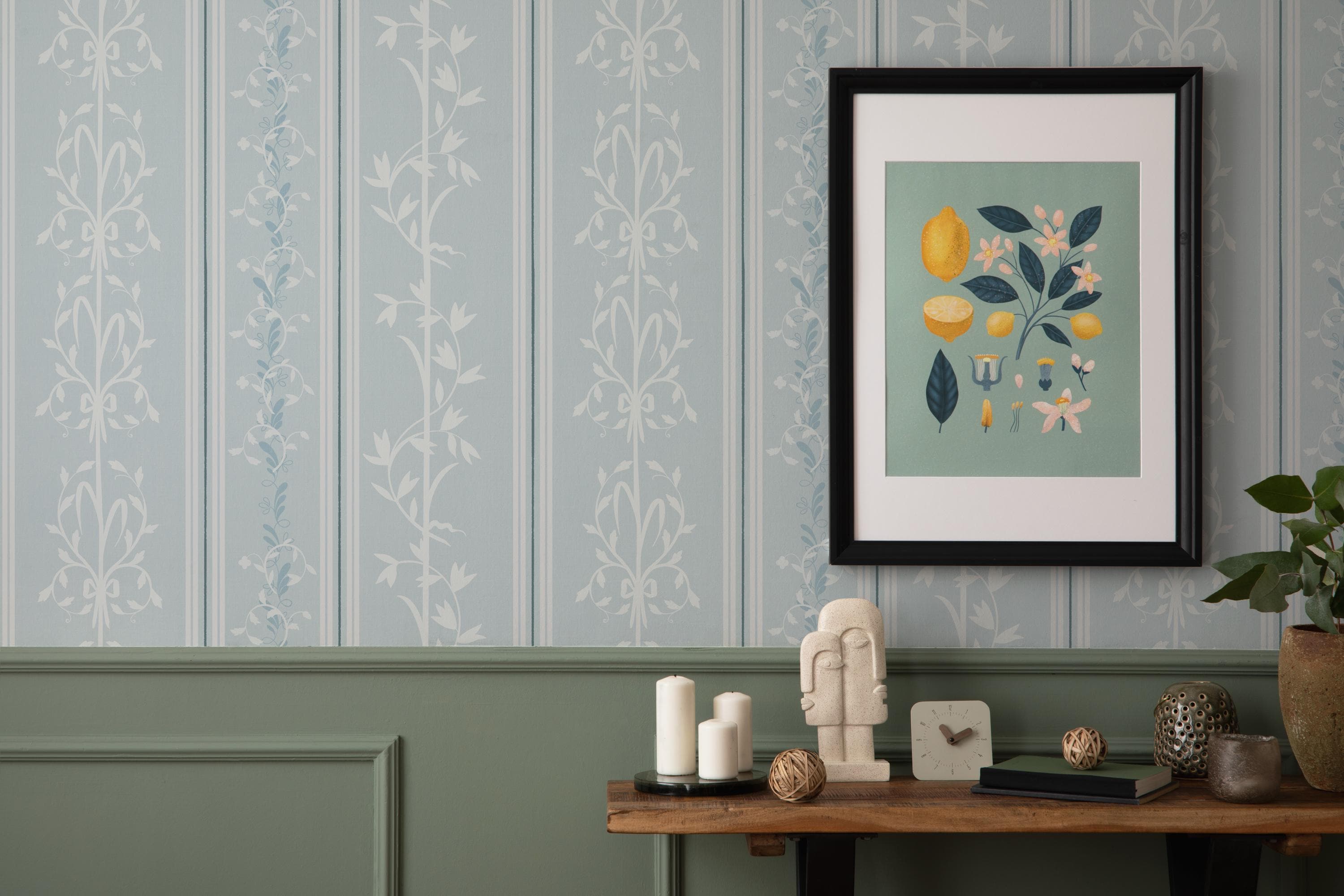 Vintage Floral Dollhouse Wallpaper: Baby Blue French Regency Peel and ...