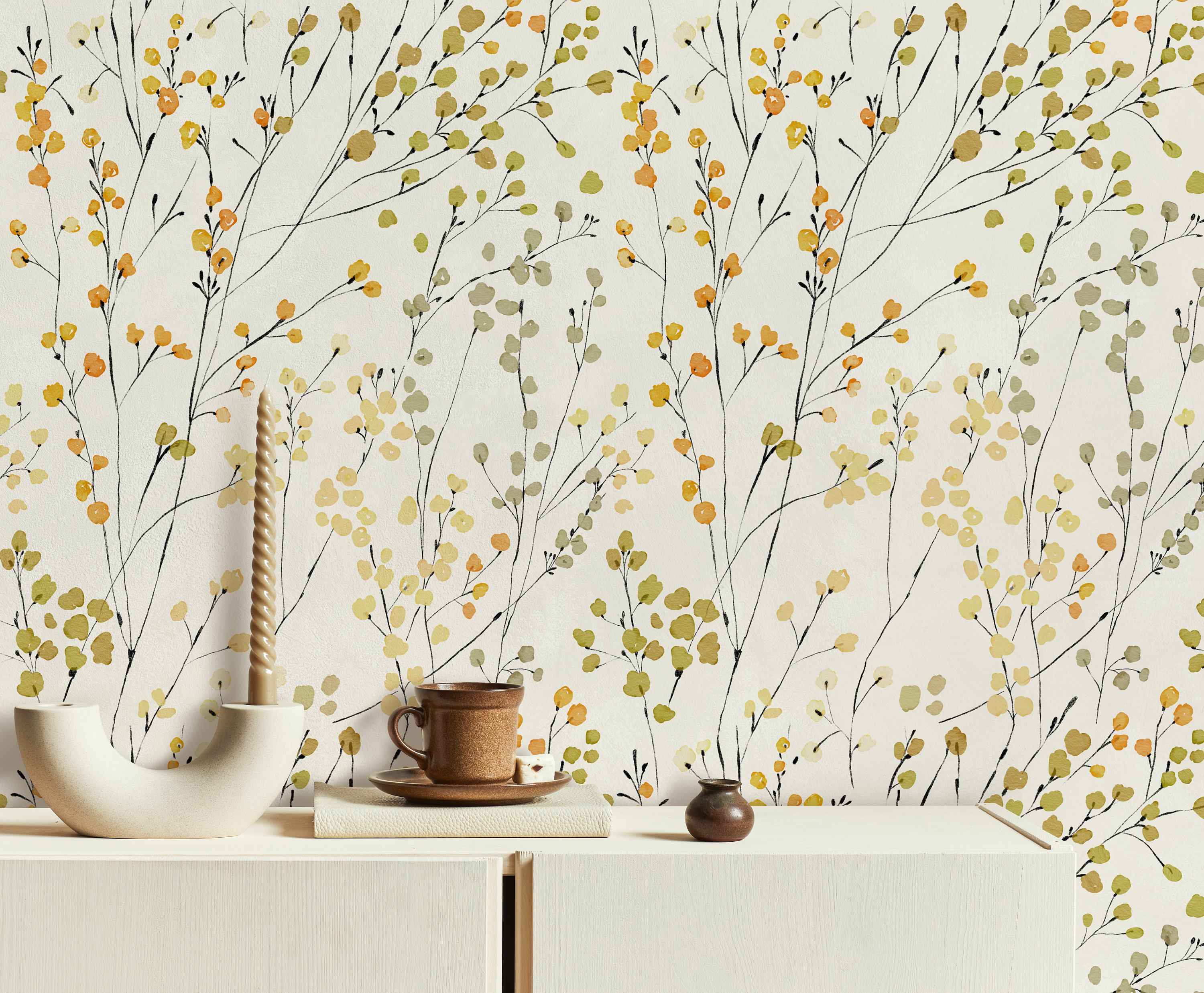 Autumn Leaf Wallpaper, Wild Flowers and Leaves Wallpaper, Peel and ...