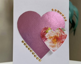 Mother's Day, Heart, Handmade Greeting Card, Mother's Day, Pressed ...
