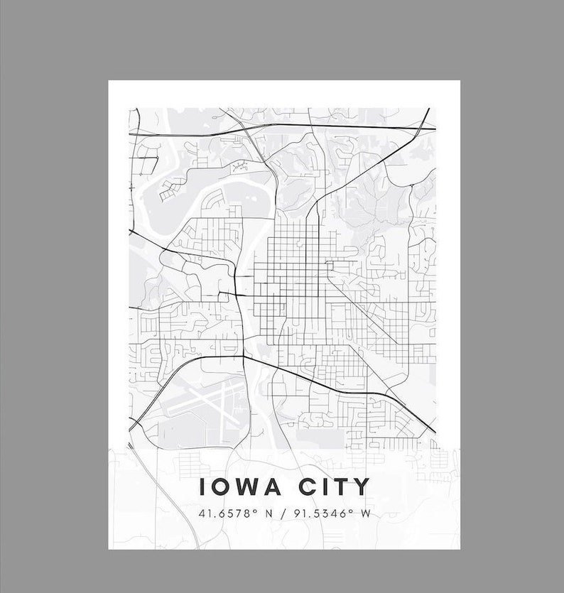 Iowa City Map Poster - Etsy