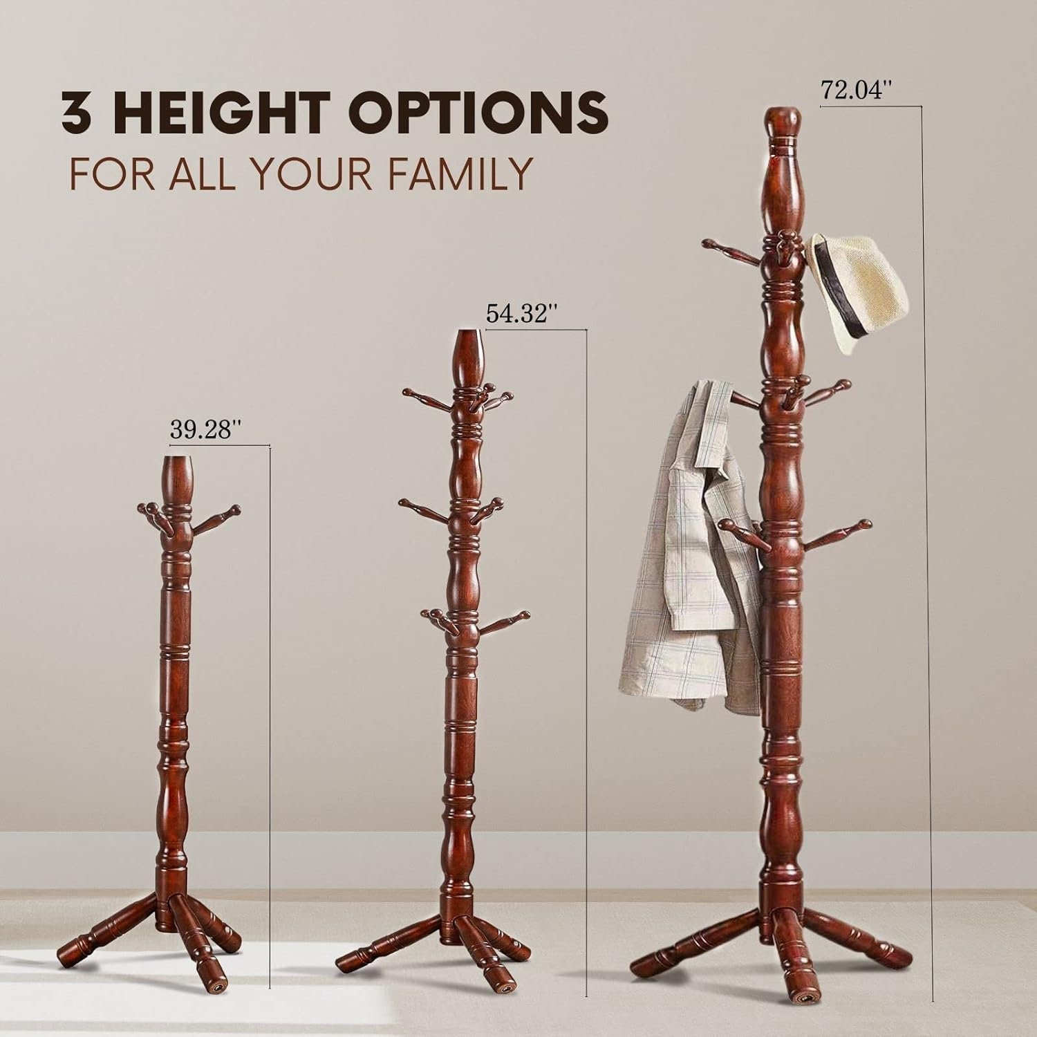 Natural Willow Wooden Coat Rack With 9 Hooks Coat Hanger Rustic Coat ...