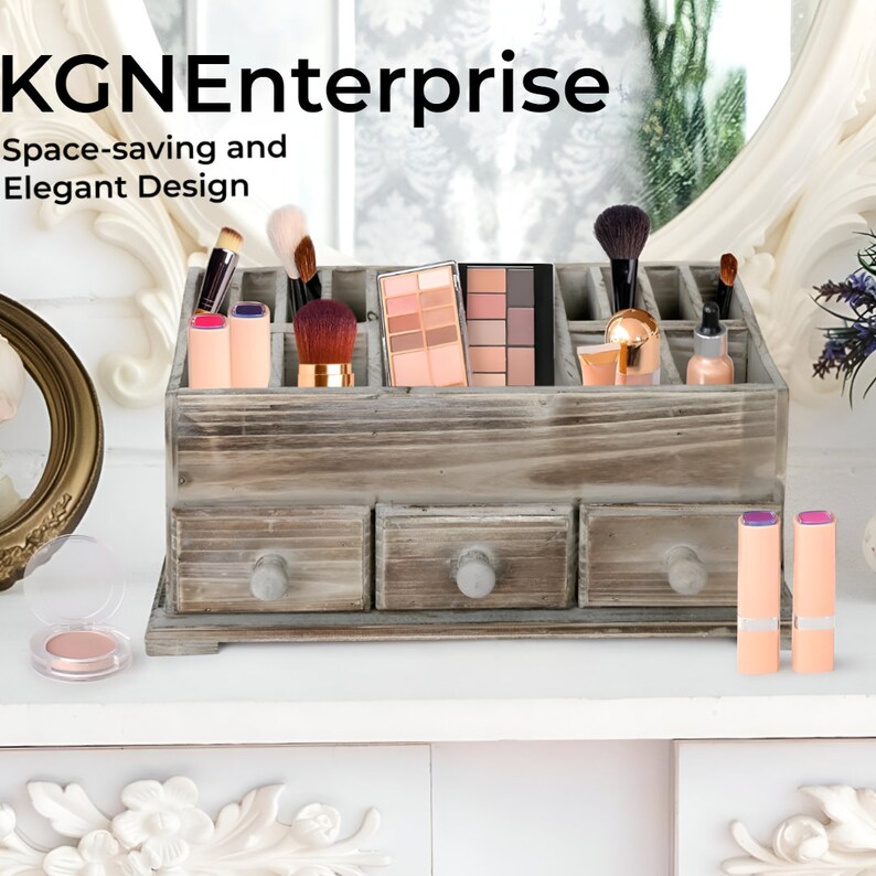 Wooden Makeup Organizers With 3 Drawers Organizer for Cosmetics Office ...
