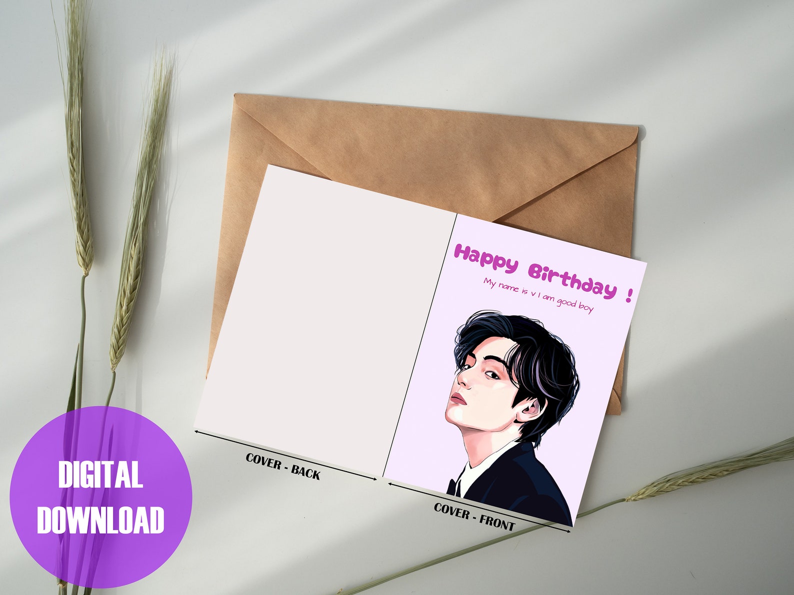 BTS v Birthday Card , Bts Printable Card , Greeting Card Size A5 Pdf - Etsy