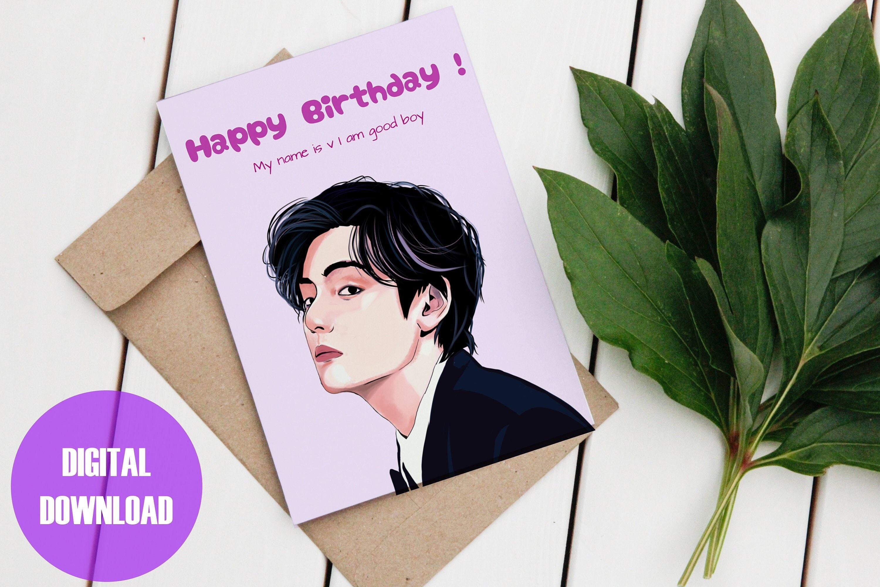 BTS v Birthday Card , Bts Printable Card , Greeting Card Size A5 Pdf - Etsy