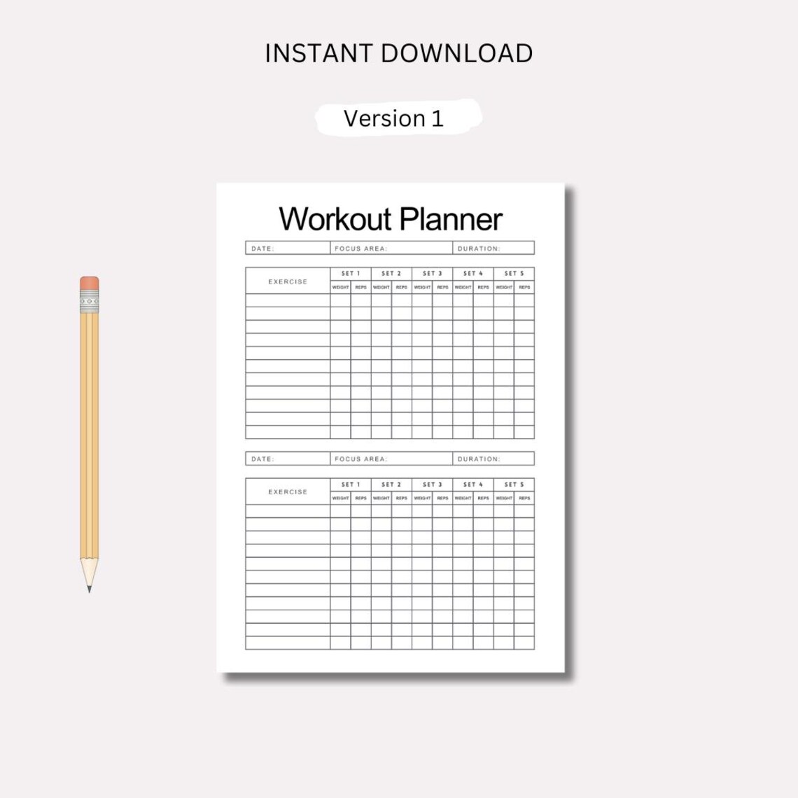 Printable Workout Planner Fitness Tracker Digital Exercise Planner ...