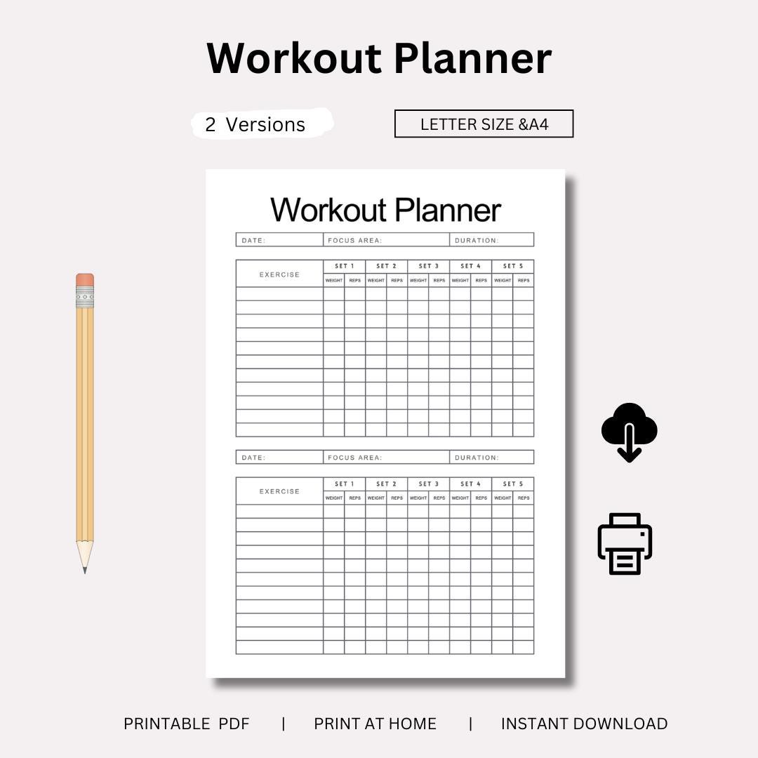 Printable Workout Planner Fitness Tracker Digital Exercise Planner ...