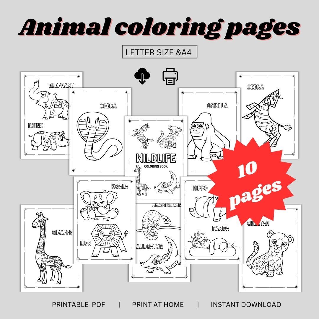 Safari Animals Coloring Pages, Safari Animals Printables, Safari ...