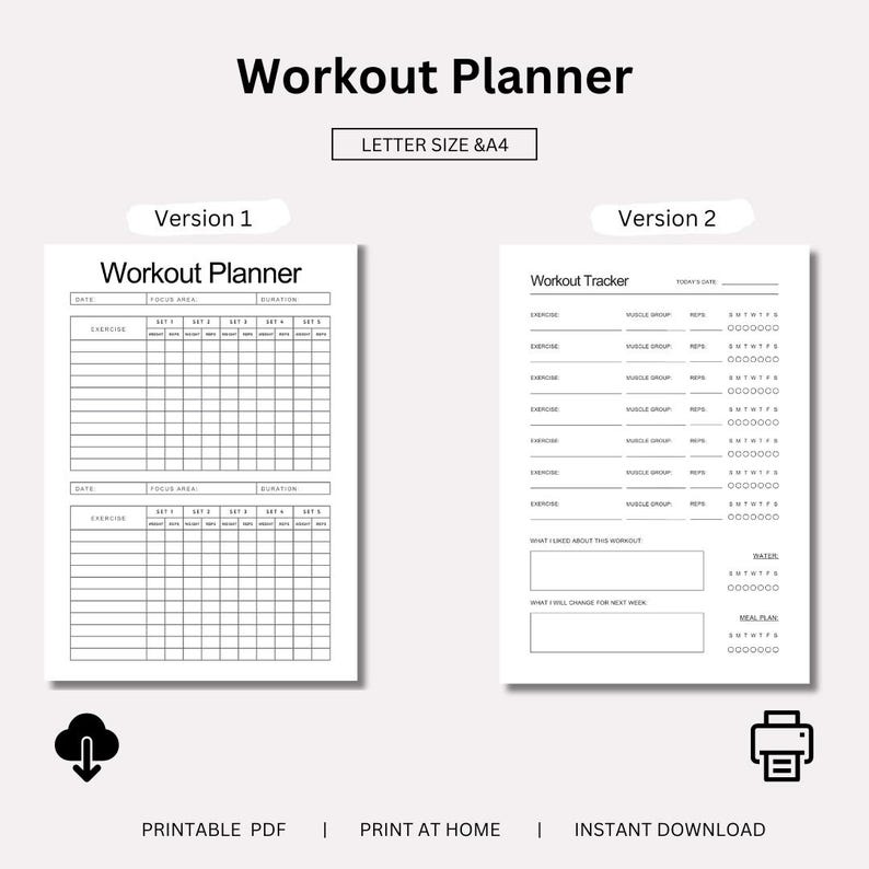 Printable Workout Planner Fitness Tracker Digital Exercise Planner ...