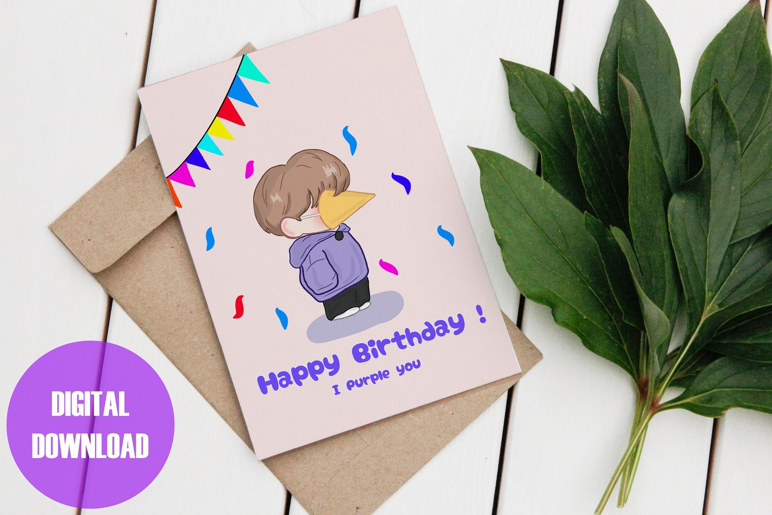 BTS jimin Birthday Card , Bts Printable Card , Greeting Card Size A5 ...