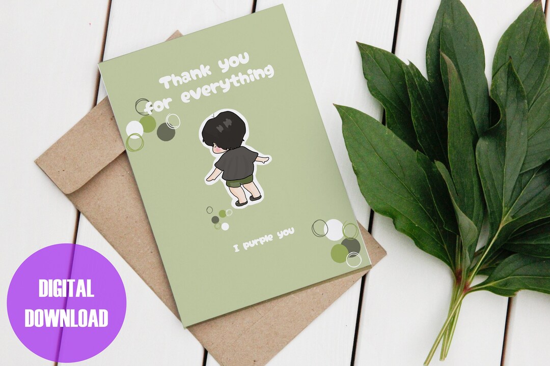 BTS Taehyung Cute Version Greeting Card, K-pop Birthday Card, A5 PDF - Etsy