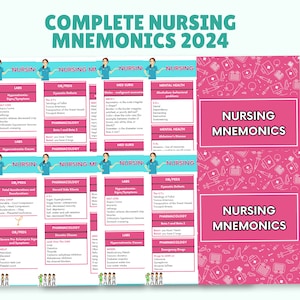 Nursing Mnemonics Cheat Sheet Bundle, Nursing Study Guide, Med Surg ...
