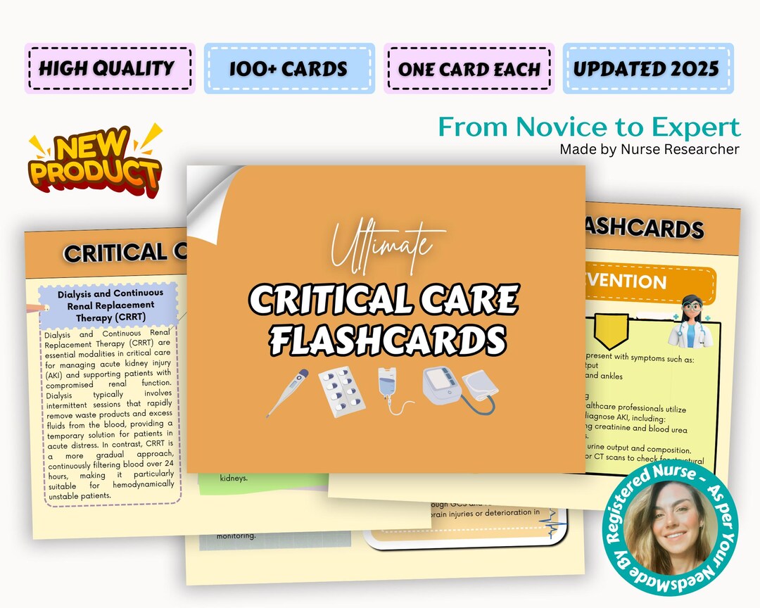 Critical Care Nursing Flashcards 2025 Edition, ICU Study Guide, Med ...