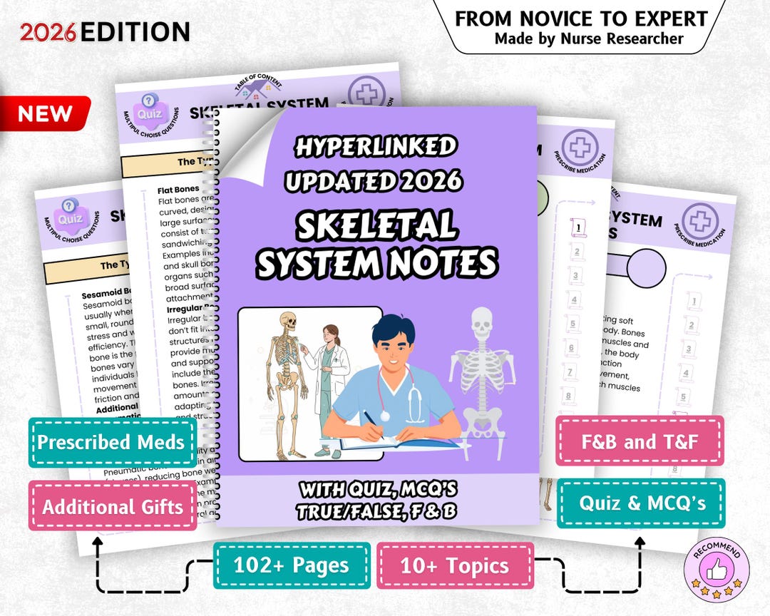 Skeletal System HYPERLINKED, Nursing Study Guide, Anatomy Physiology ...