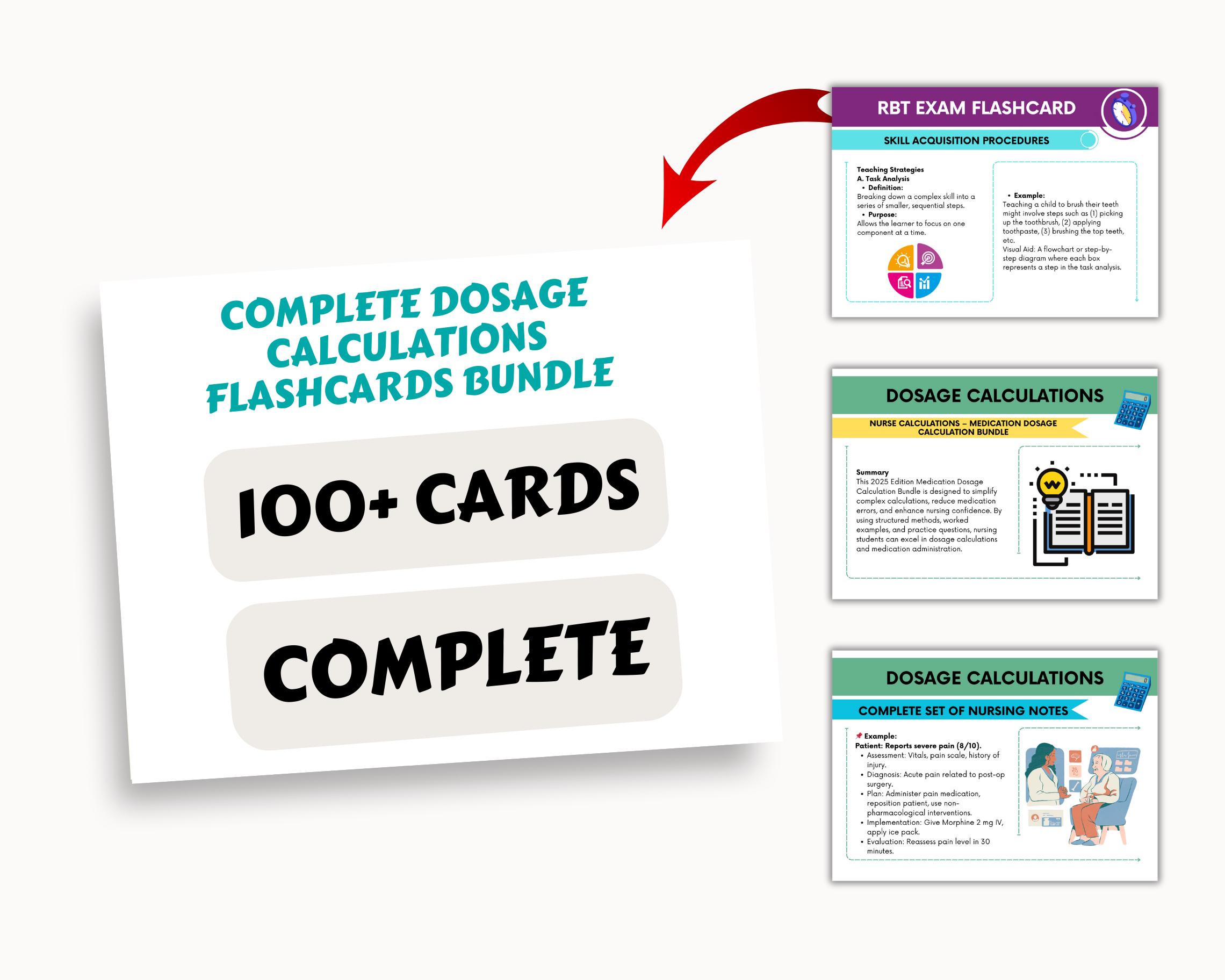 Complete Dosage Calculation Flashcards Bundle, Drug Calculations Study ...