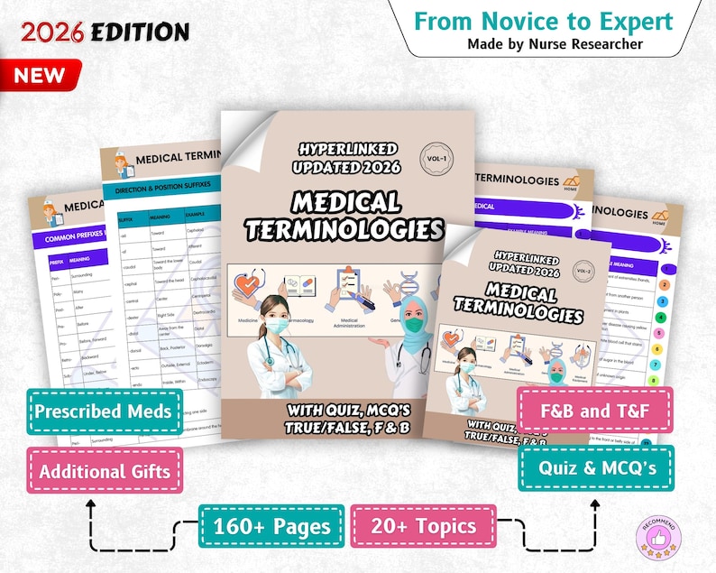 Medical Terminology Study Guide, 160+ Pages Hyperlinked, Nursing School ...