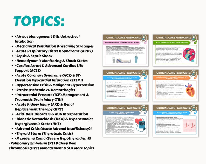 Critical Care Nursing Flashcards, ICU Study Guide, Med Surg, Nursing ...
