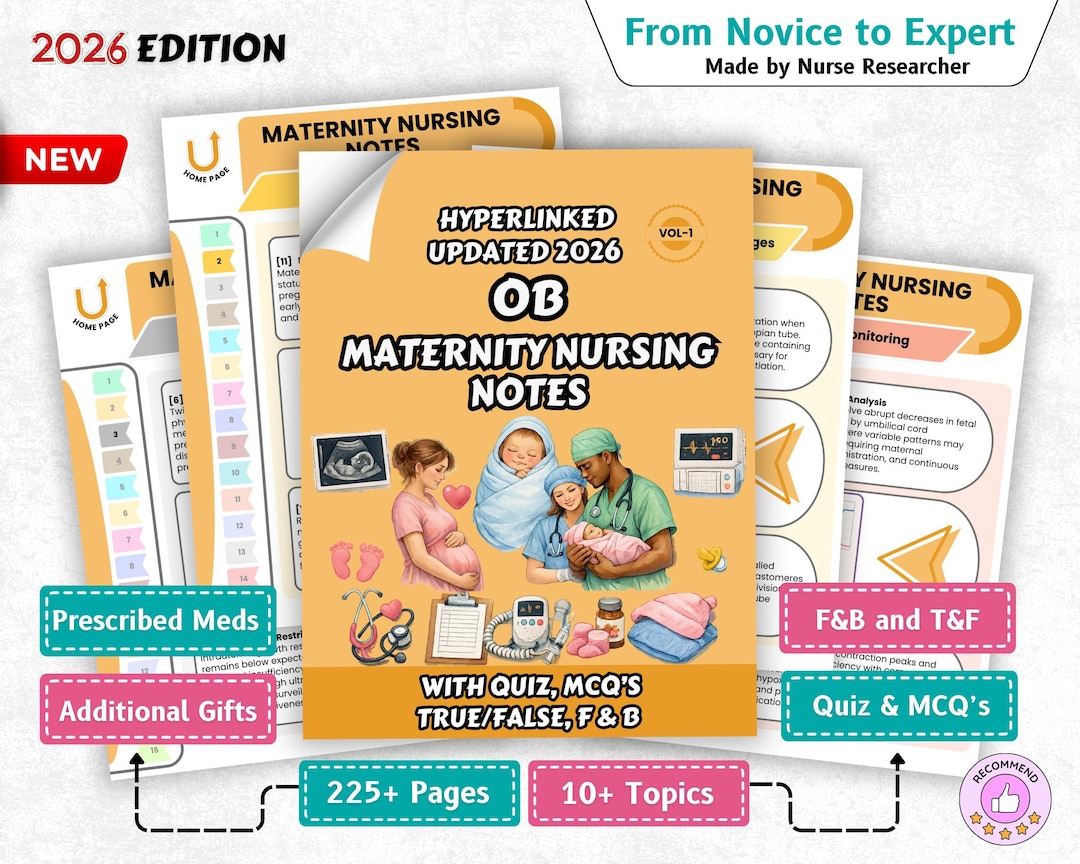 Ob Maternity Nursing Notes,upgraded, Nursing Study Guide, Nursing ...