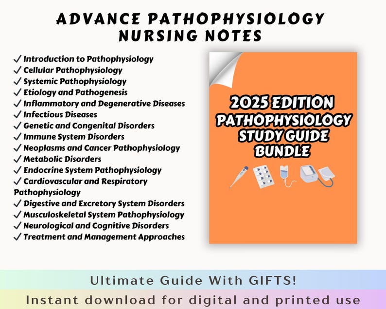 Pathophysiology Study Guide Bundle 60+ Pages, Pathophysiology Nursing ...