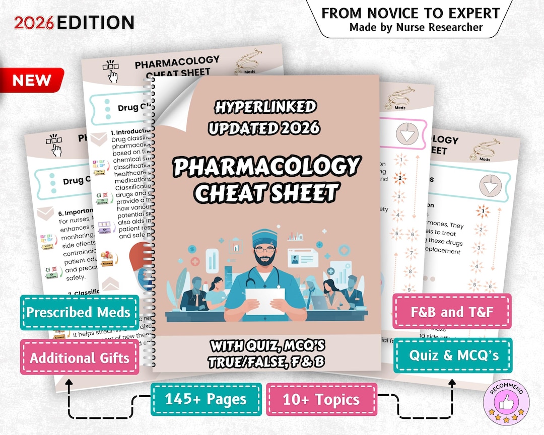 Pharmacology Cheat Sheet Bundle, Nursing Notes Study Guide | 200+ Drug ...