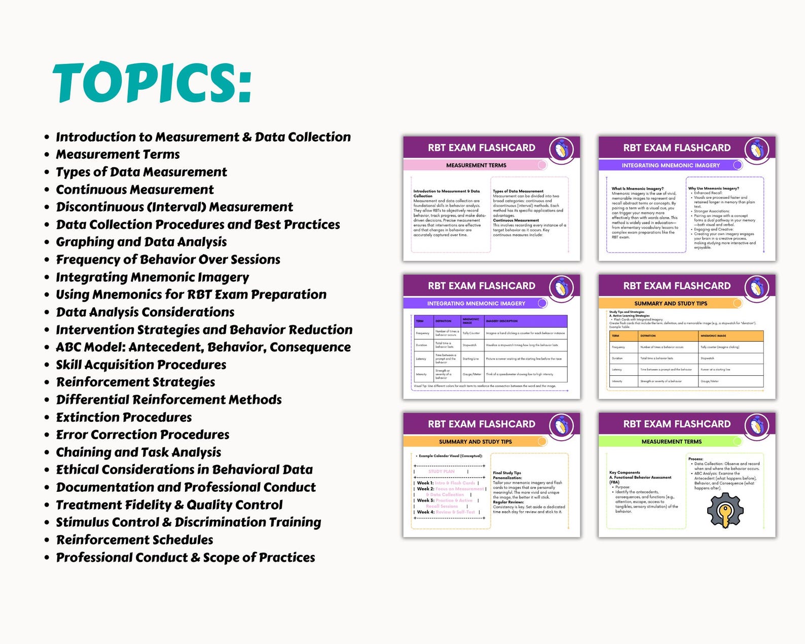 100+ RBT Exam Flashcards, Printable, Registered Behavior Technician ...