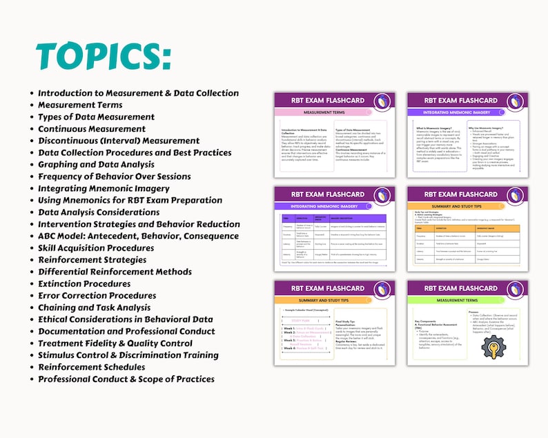 100+ RBT Exam Flashcards, Printable, Registered Behavior Technician ...