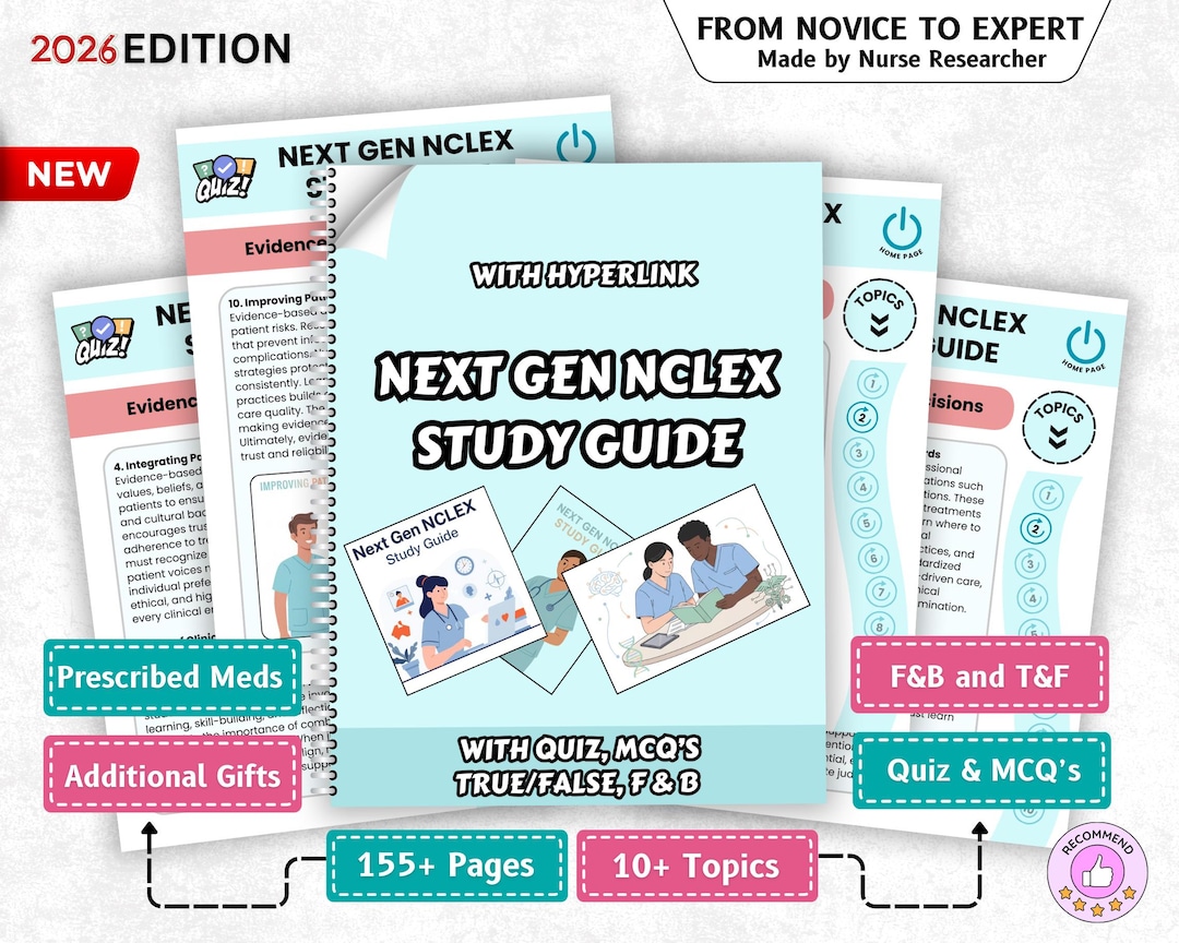 2025 Next Gen NCLEX 2025, 15+ Topics, 155+ Pages, Hyperlinked (digital ...