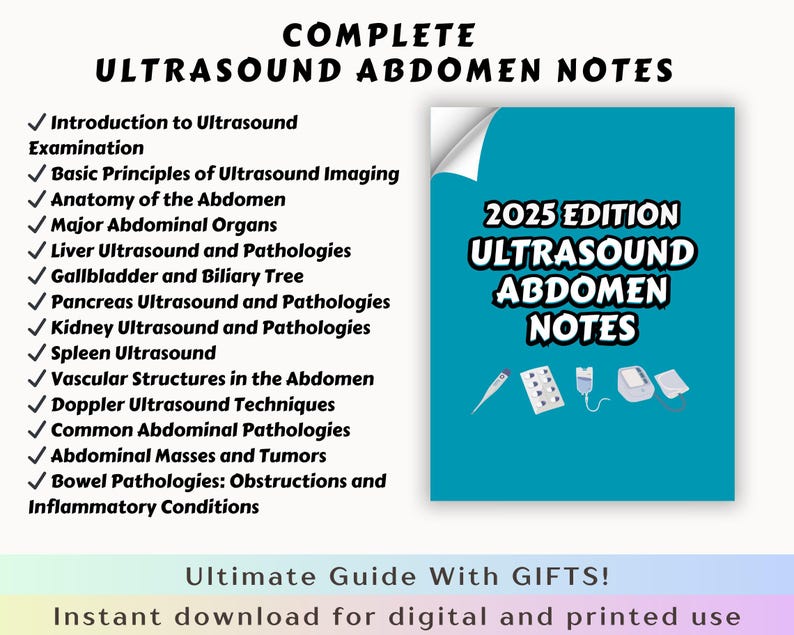 Ultrasound School Abdomen Bundle Ultrasound Student Study Notes ...