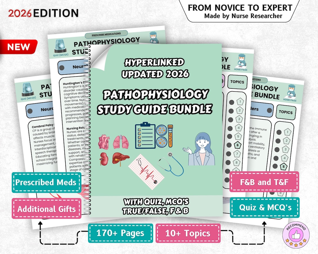 Pathophysiology Study Guide Bundle 170+ Pages, Pathophysiology Nursing ...