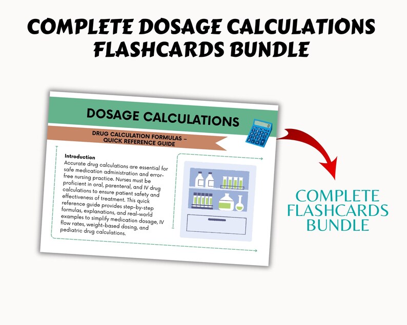 Complete Dosage Calculation Flashcards Bundle, Drug Calculations Study ...