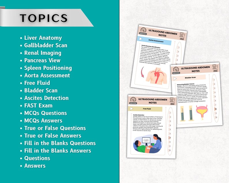 Ultrasound Abdomen Study Notes Bundle: Sonography Student Guide ...
