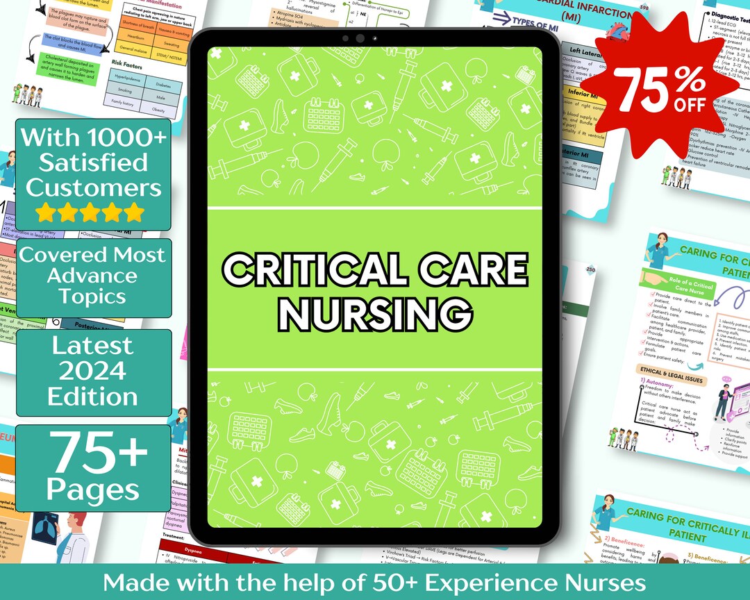 Critical Care Nursing 2024 Edition, ICU Study Guide, Med Surg, Nursing ...