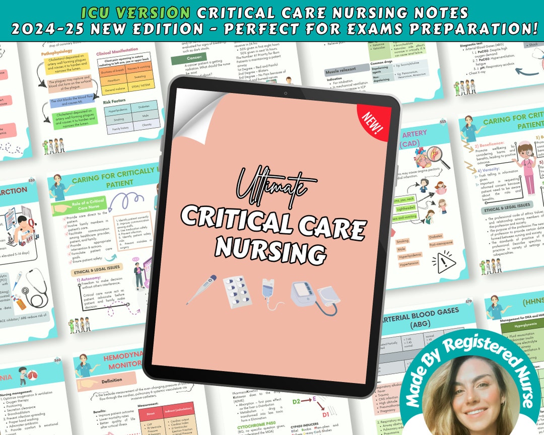 Critical Care Nursing 2024 Edition, ICU Study Guide, Med Surg, Nursing ...