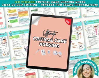 Critical Care Nursing 2024 Edition, ICU Study Guide, Med Surg, Nursing ...