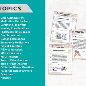 Pharmacology Cheat Sheet Bundle, Nursing Notes Study Guide | 200+ Drug ...