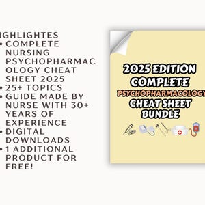 Psychopharmacology Cheat Sheet Bundle, Psychiatric Nursing ...