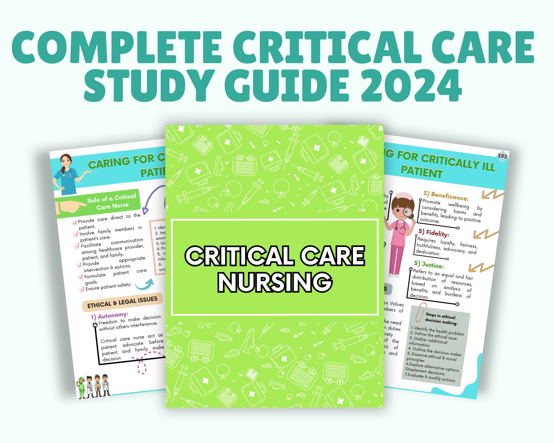 Critical Care Nursing 2024 Edition, ICU Study Guide, Med Surg, Nursing ...