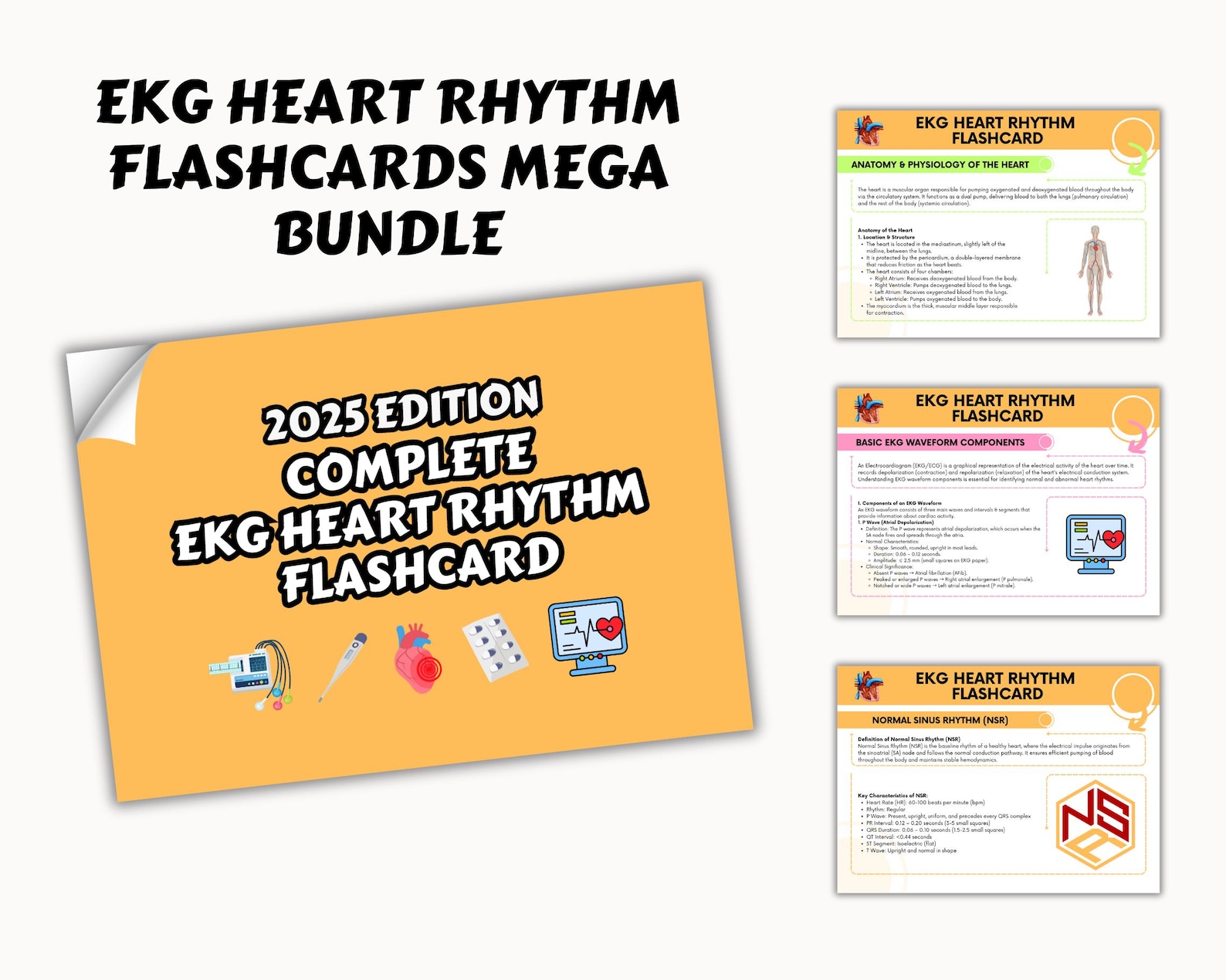 200+ EKG and Heart Rhythm Flashcards, EKG Study Guide, ECG or Ekg ...
