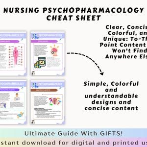 Psychopharmacology Cheat Sheet Bundle, Psychiatric Nursing ...