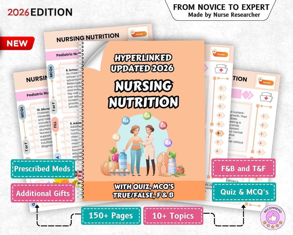 Ultimate Nursing Nutrition Notes Bundle 150+ PAGES, Hyperlinked 2026 ...